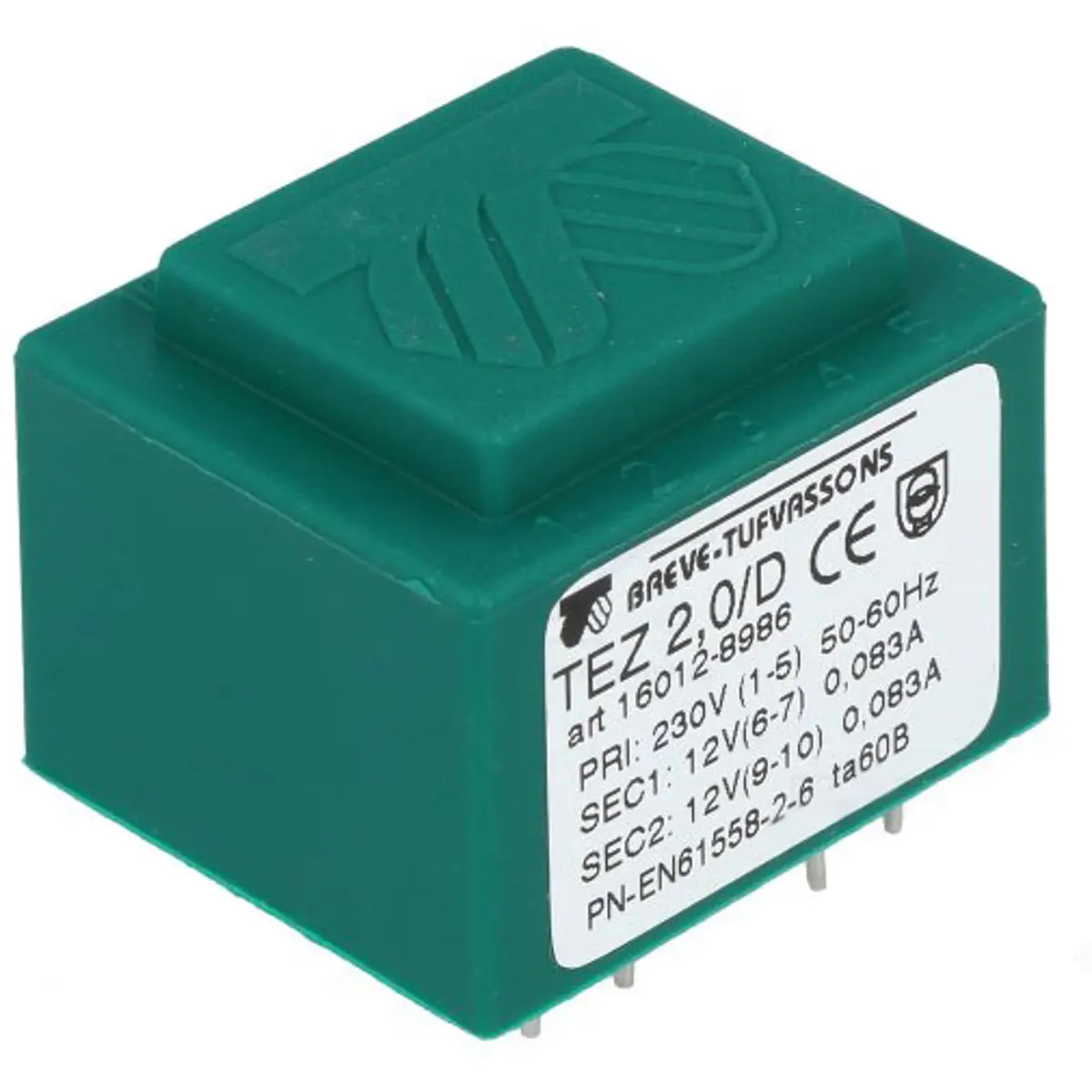 Transformador encapsulado para PCB 230VAC/12V+12V 2VA — Mauser