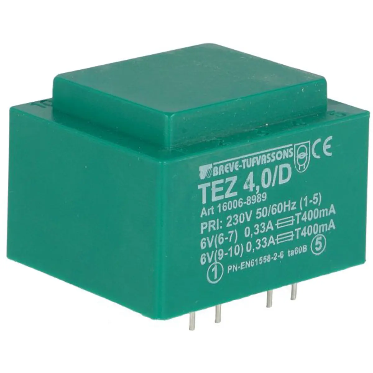 Transformador encapsulado para PCB 230VAC/6V+6V 4VA 0.33A — Mauser