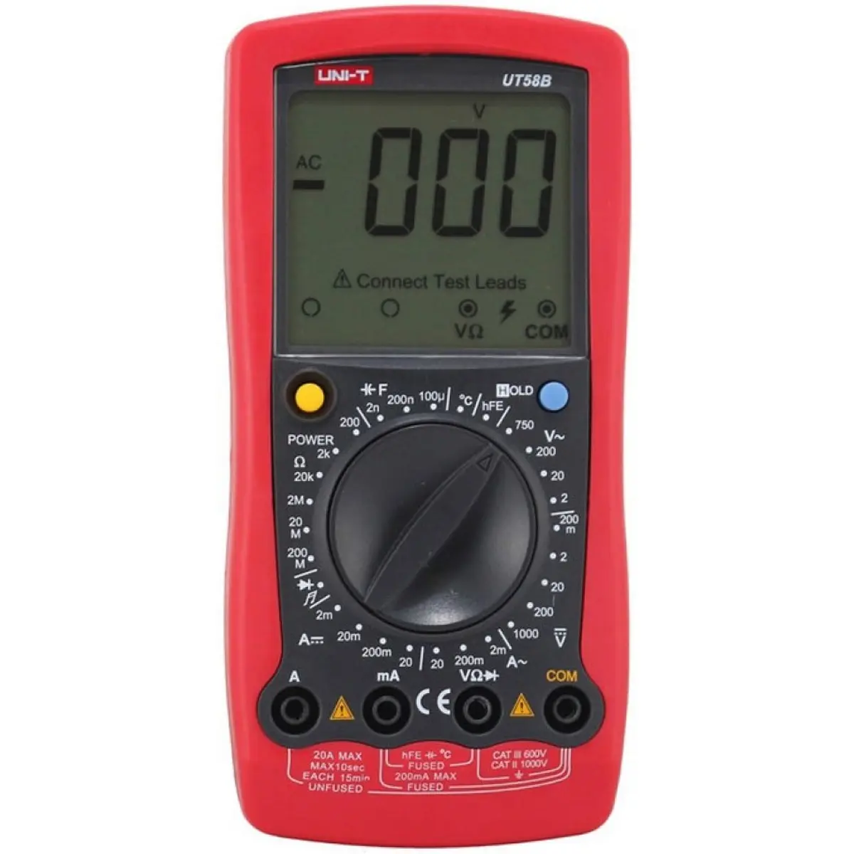 Uni-T UT58B - Multímetro digital (1000Vdc 750Vac 20Aac/dc 200MΩ Cap. °C ...