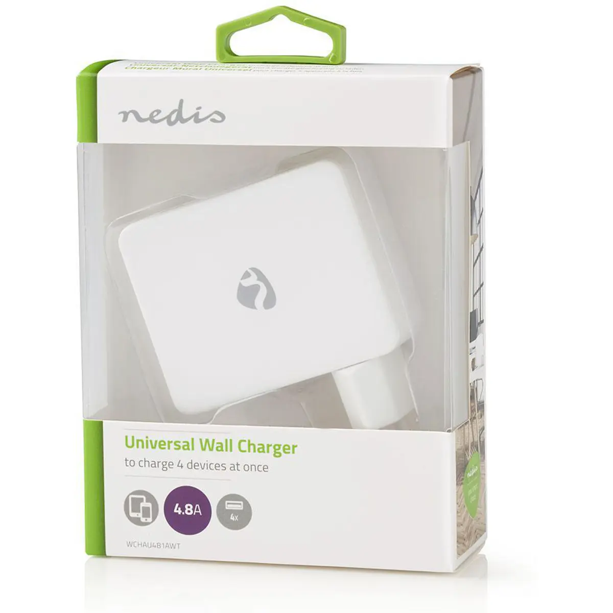 Nedis WCHAU481AWT - Carregador 4xUSB (230VAC -> 5VDC) 4,8A - Branco ...
