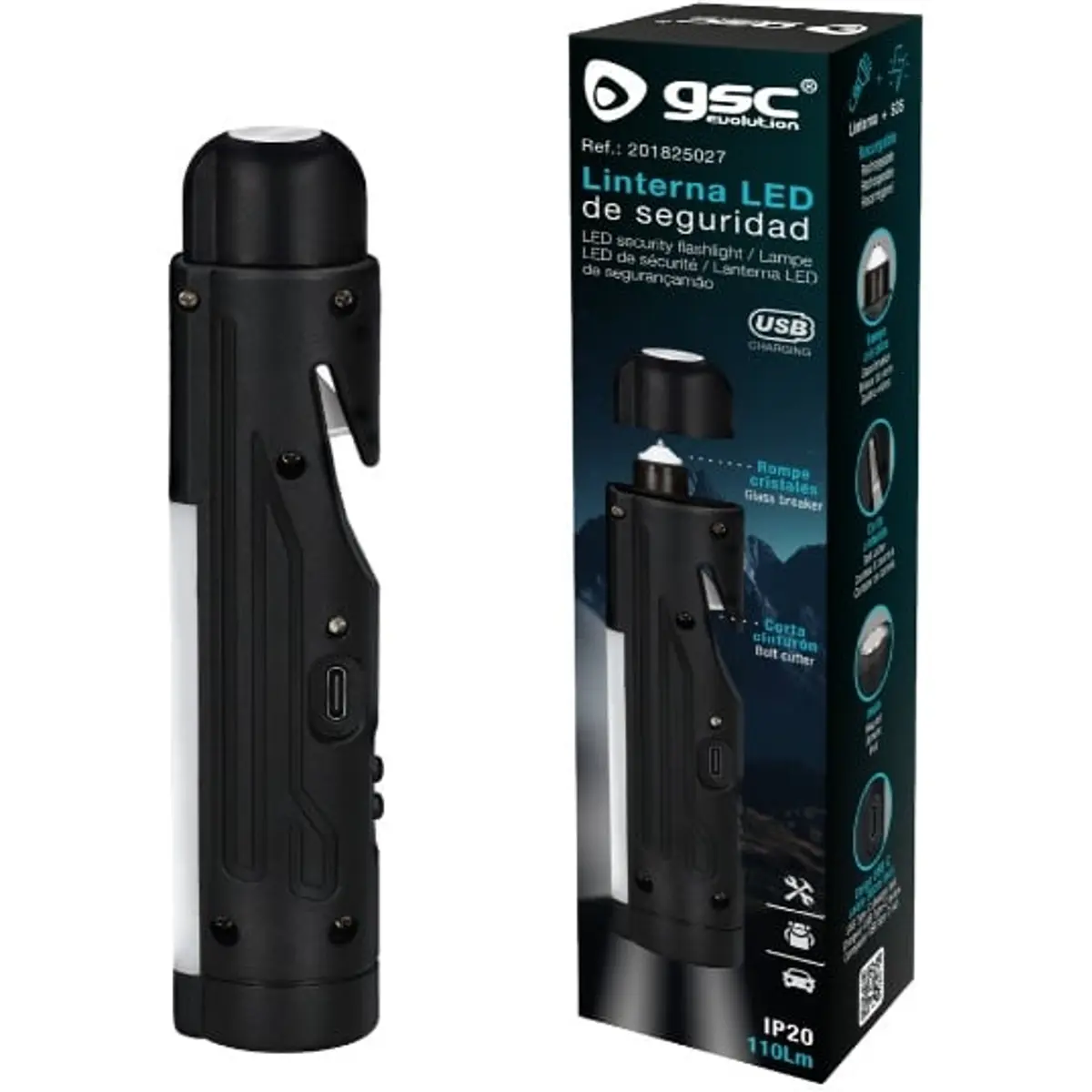 GSC Evolution - Lanterna LED 1.2W 110lm multifunções c/USB-C - 300 m ...