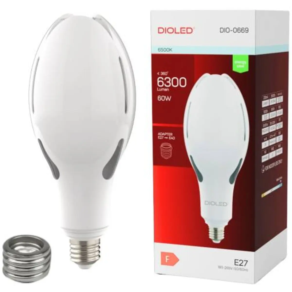 Dioled DIO-0669 - Lâmpada LED industrial E27 (c/ adaptador E40) 230VAC ...