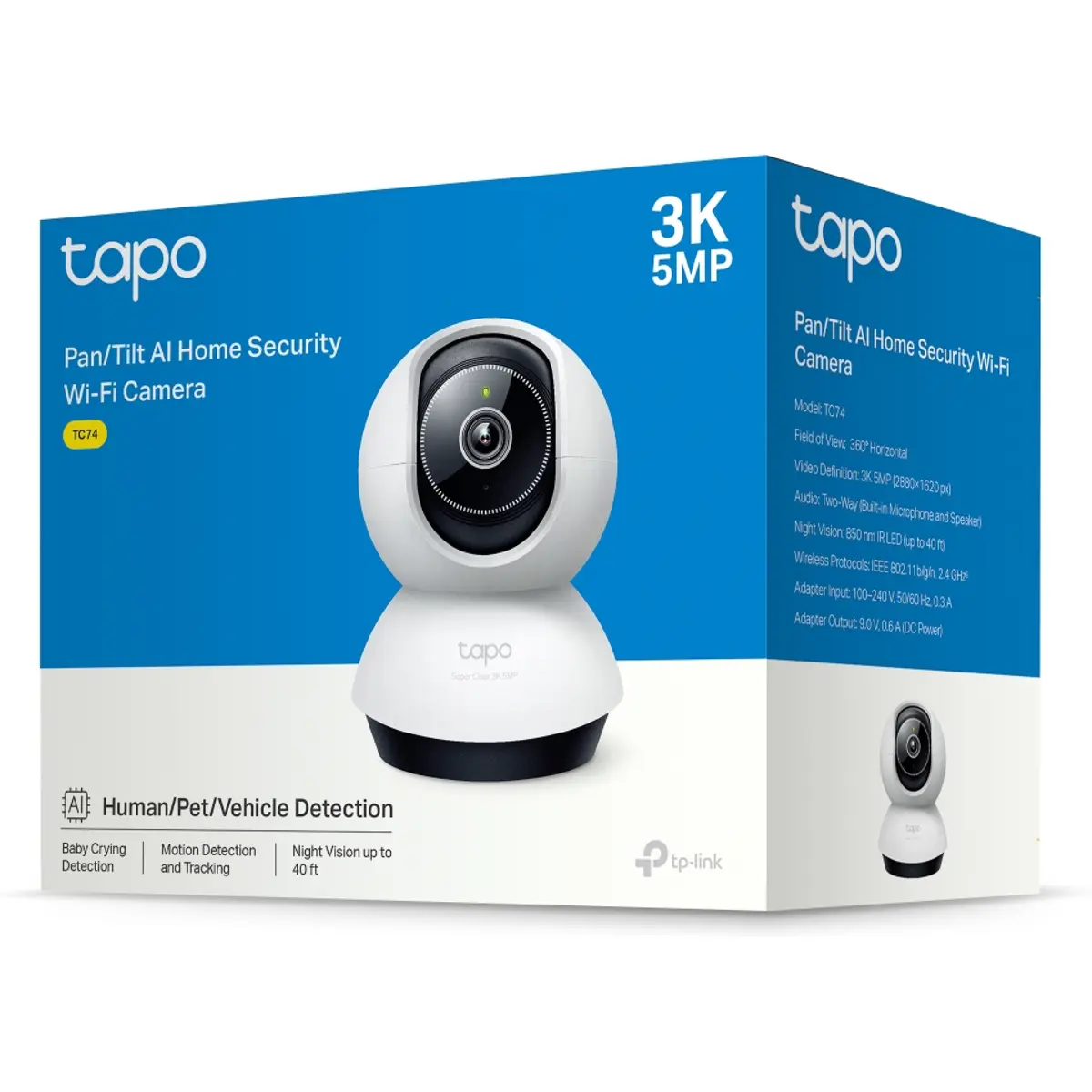 Tapo TC74 - Câmara de vigilância IP (WiFi) Motorizada Pan/Tilt 5Mpx 3K ...