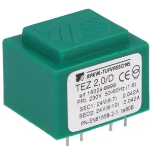 Transformador encapsulado para PCB 230VAC/24V+24V 2VA 0.042A — Mauser